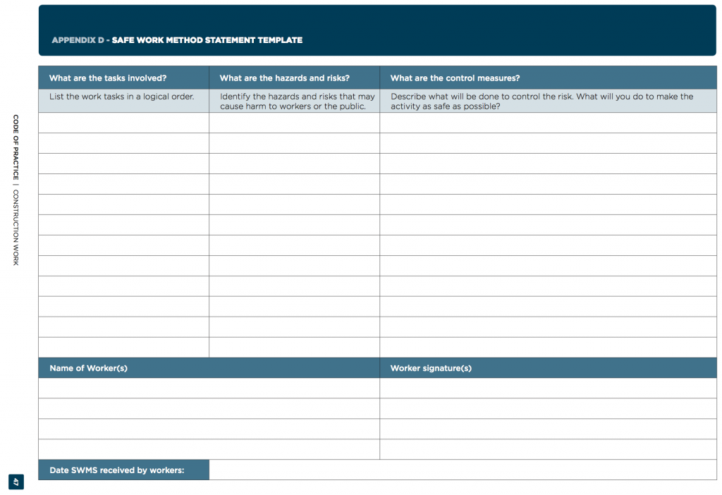 Safe Work Method Statement SWMS SafeWorkPro